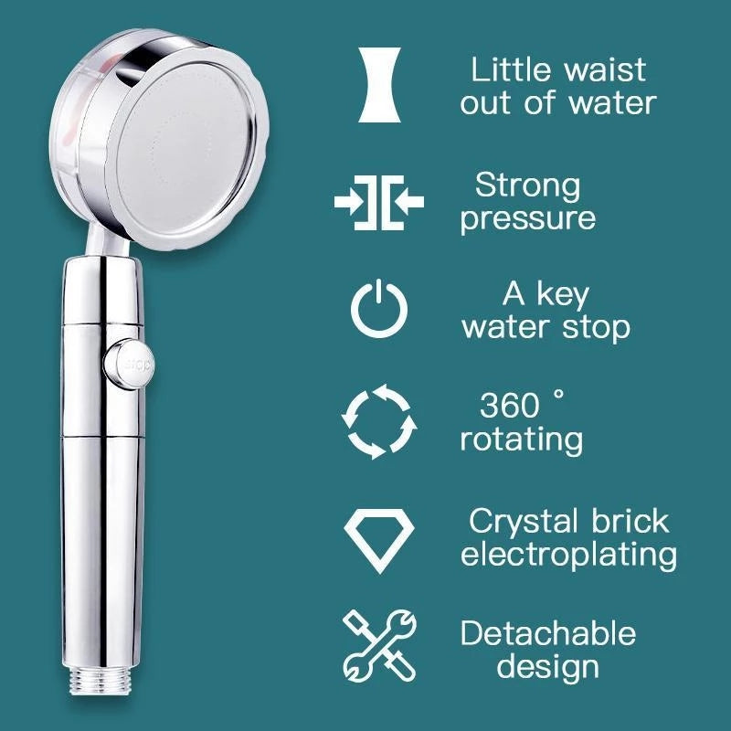 Propeller Driven Shower Head With Stop Button And Cotton Filter Turboc ...