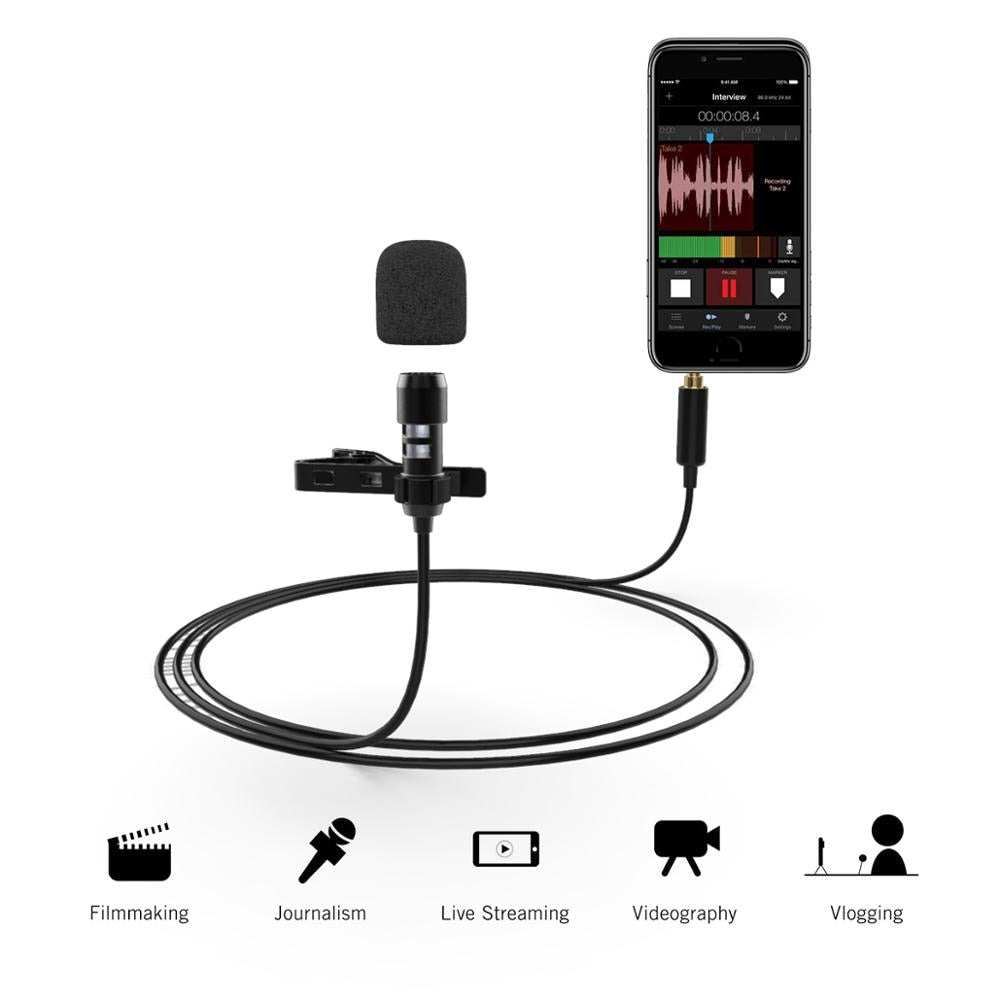 FIFINE Lavalier Lapel Microphone for Cell Phone DSLR Camera,External M ...